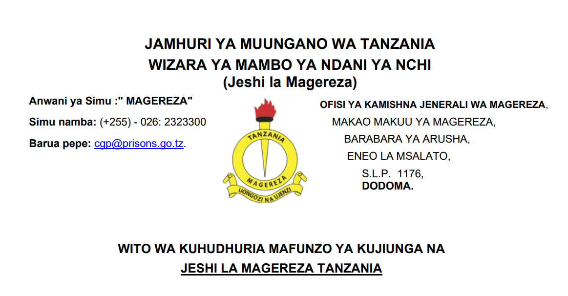 Majina ya Waliochaguliwa Kujiunga na Mafunzo Jeshi la Magereza - Bongo ...